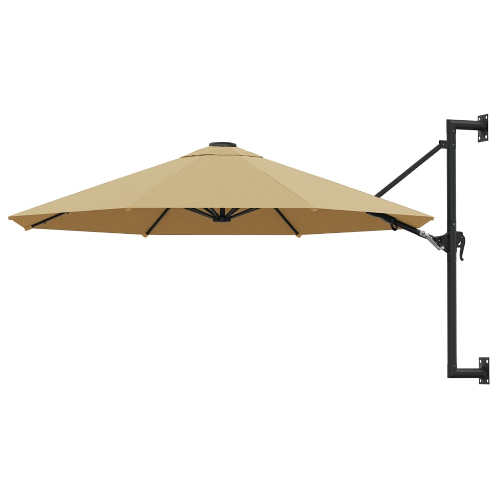Parasol mural | Parasol flottant avec mât métallique 300 cm Taupe ...