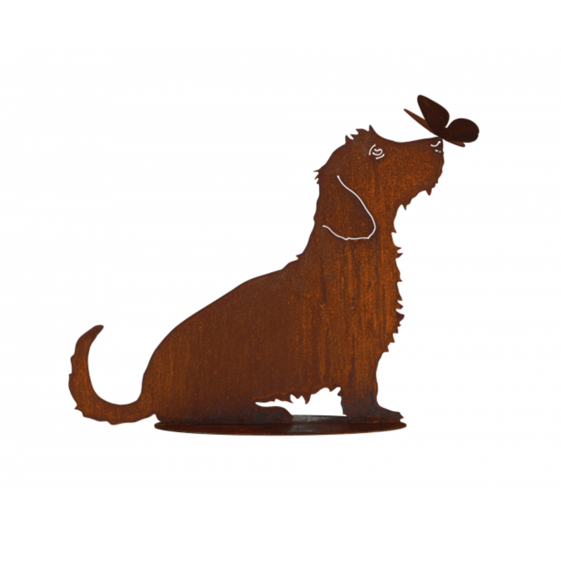 Chien teckel métal rouillé : Figurine décorative de jardin - Rouille | Leroy Merlin