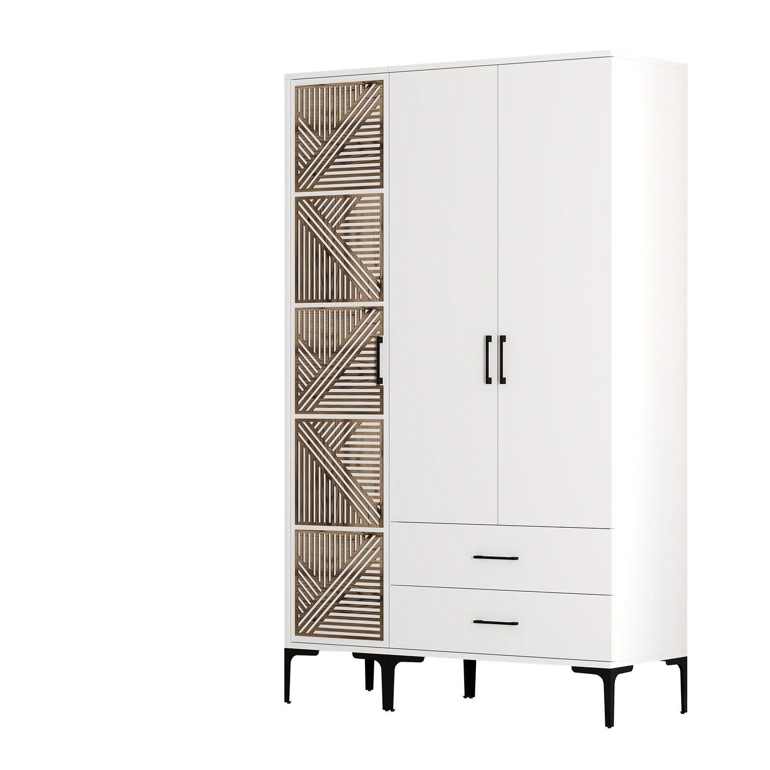 Armoire avec portes Motif Géométrique et 2 tiroirs style industriel ...