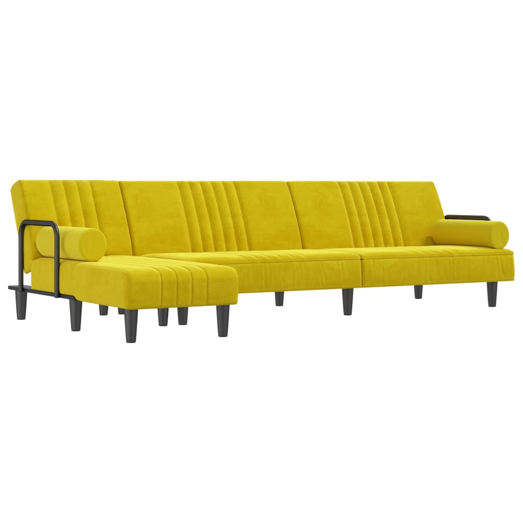 Sofá cama Moderno | Cama para adulto en forma de L terciopelo amarillo 260x140x70 cm CFW75550 ...
