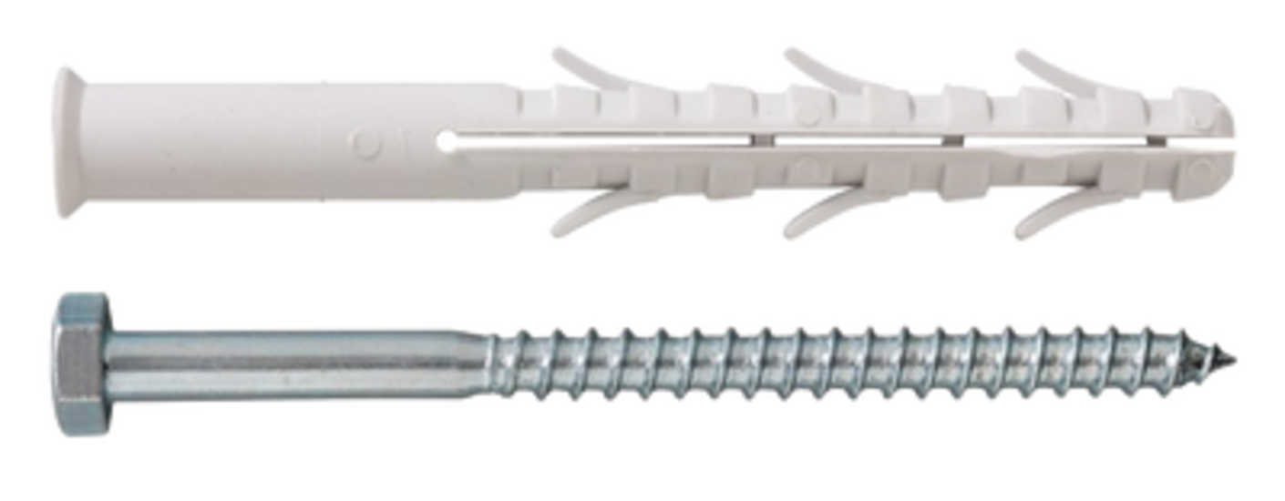 Cheville en nylon 6.6 extra longue a ailettes 10x100 mm avec vis hexa ...