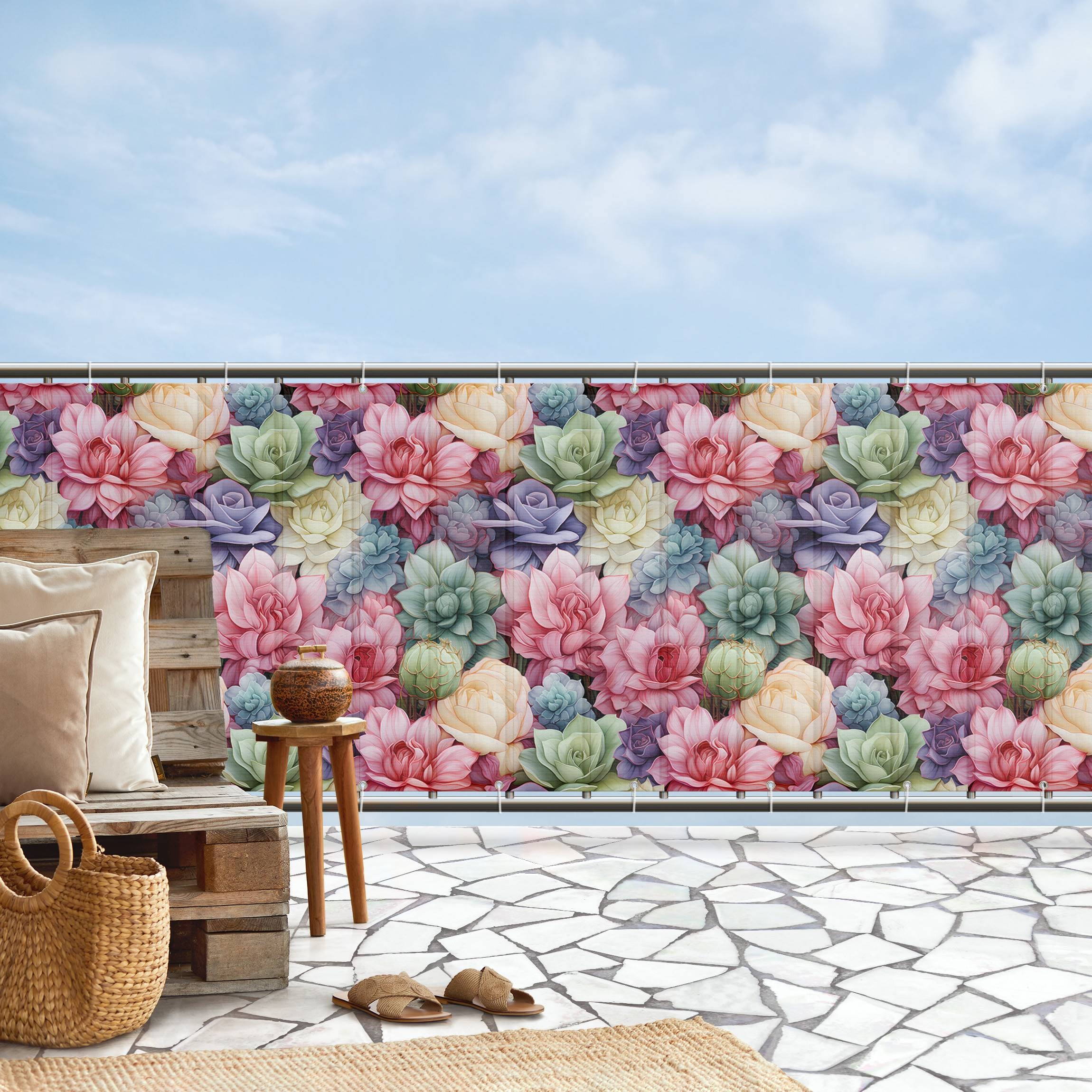 Brise-vue pour balcon - Motif floral coloré 600 x 100 cm | Leroy Merlin