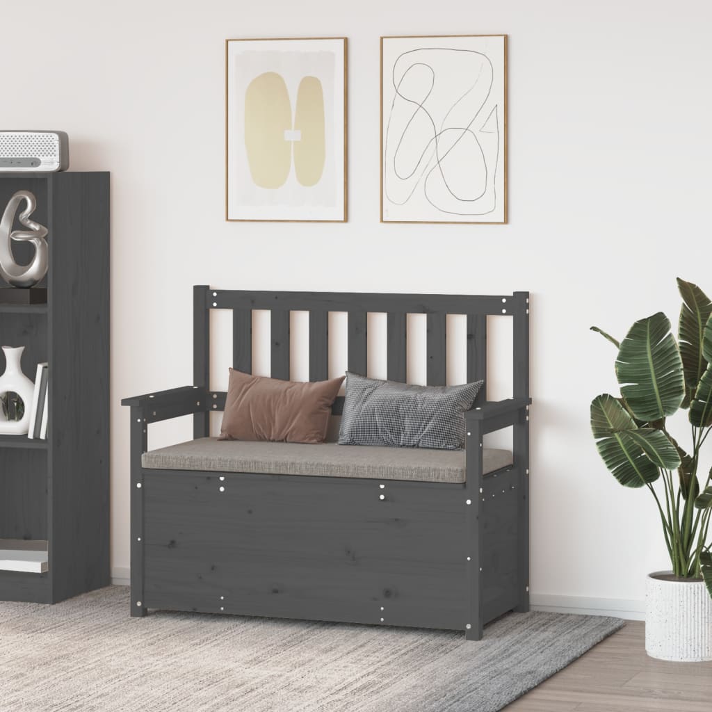 Banco interior | Banco de madera maciza de pino gris 112,5x51,5x96,5 cm ...