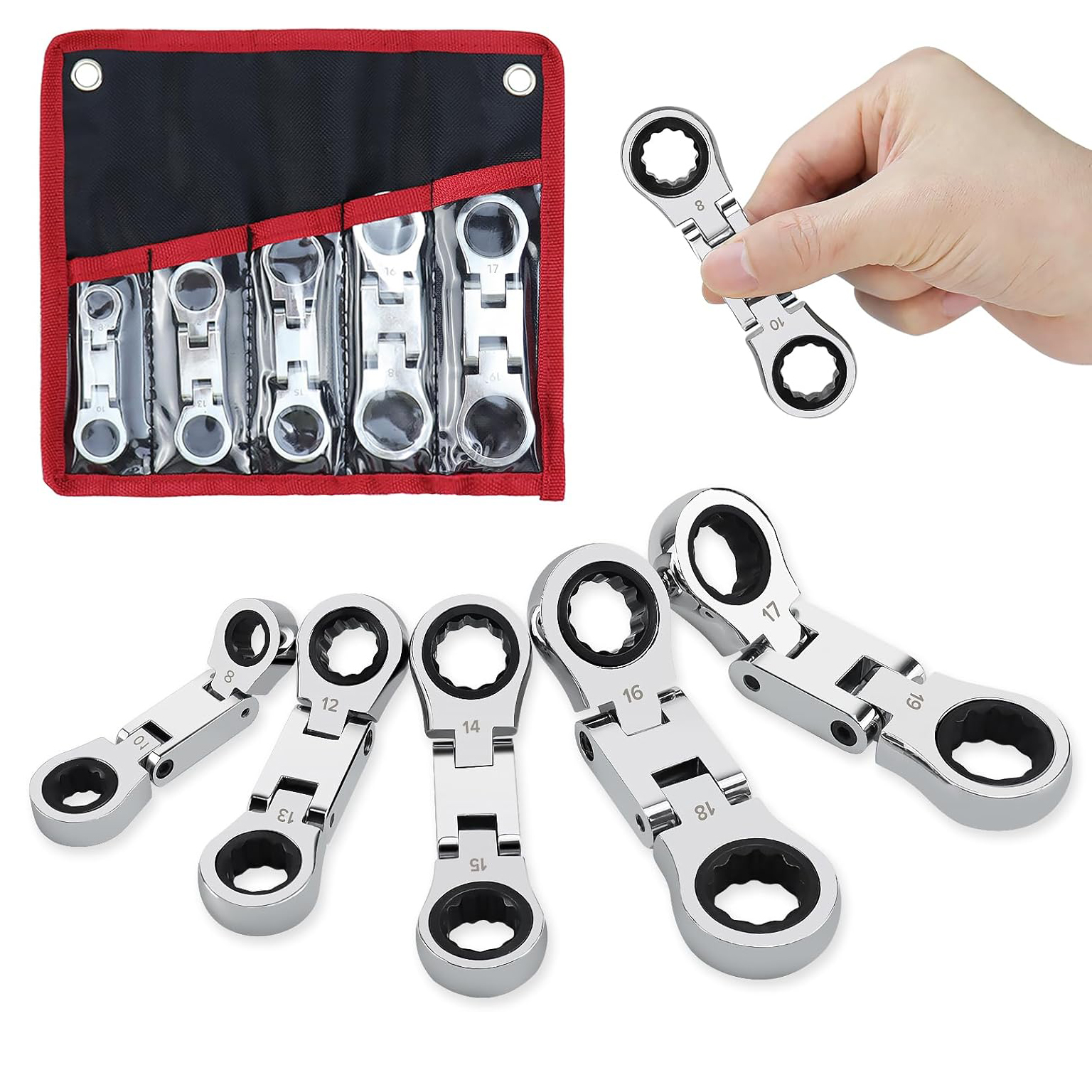 BEXTCOK Juego de llaves combinadas de carraca de 5 piezas, juego de ...