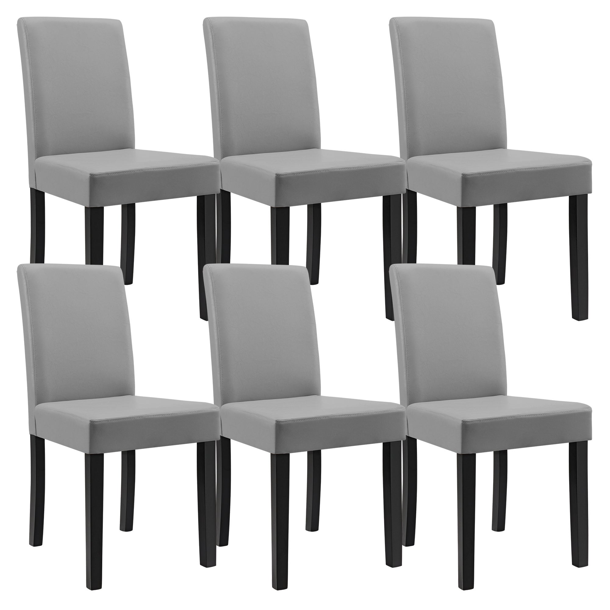 Kit de 6 Chaises Bois Cuir-synthétique 90x42x48 cm gris clair [en.casa ...