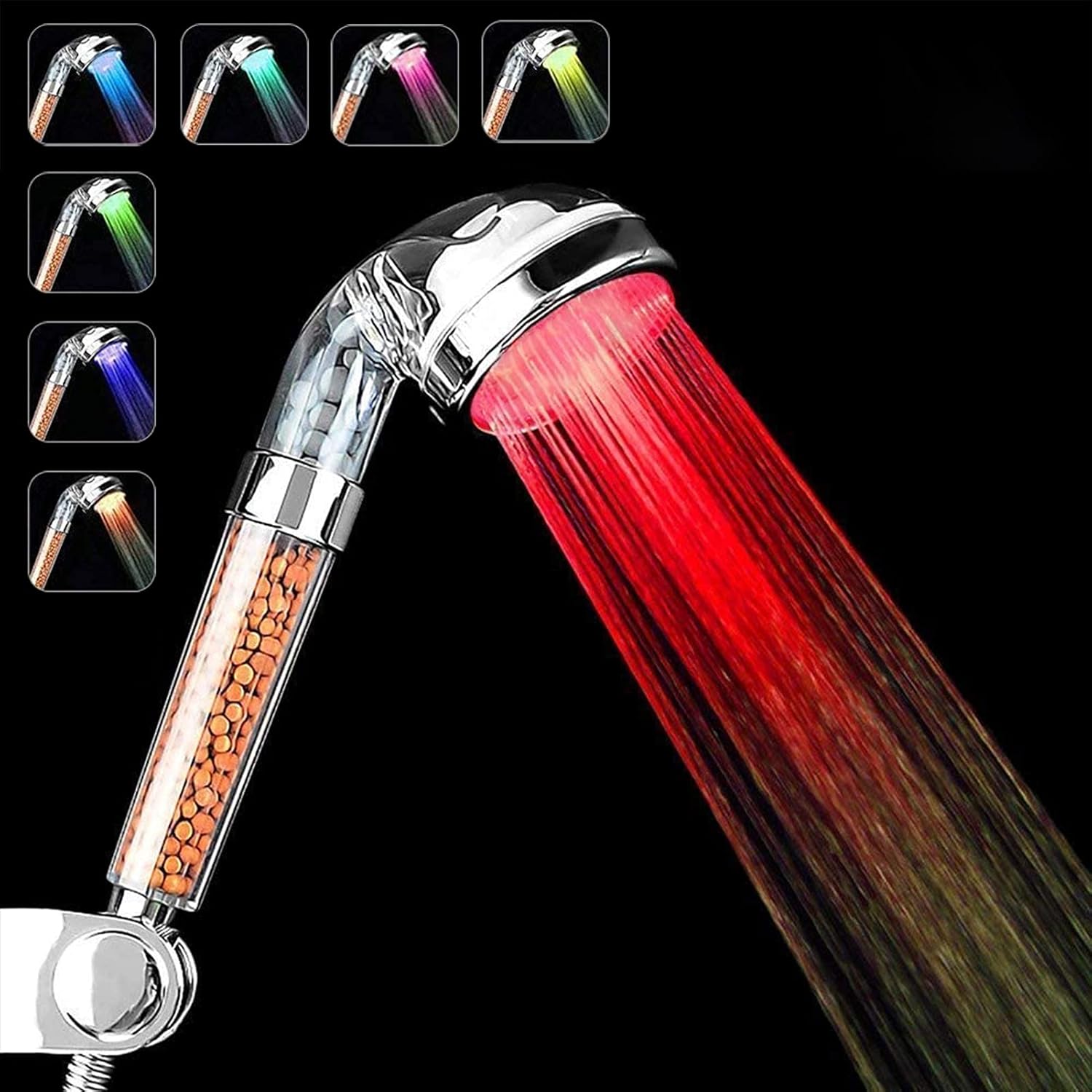 Pommeau Douche,7 Couleurs LED Changement,Douchette de Douche LED Salle ...