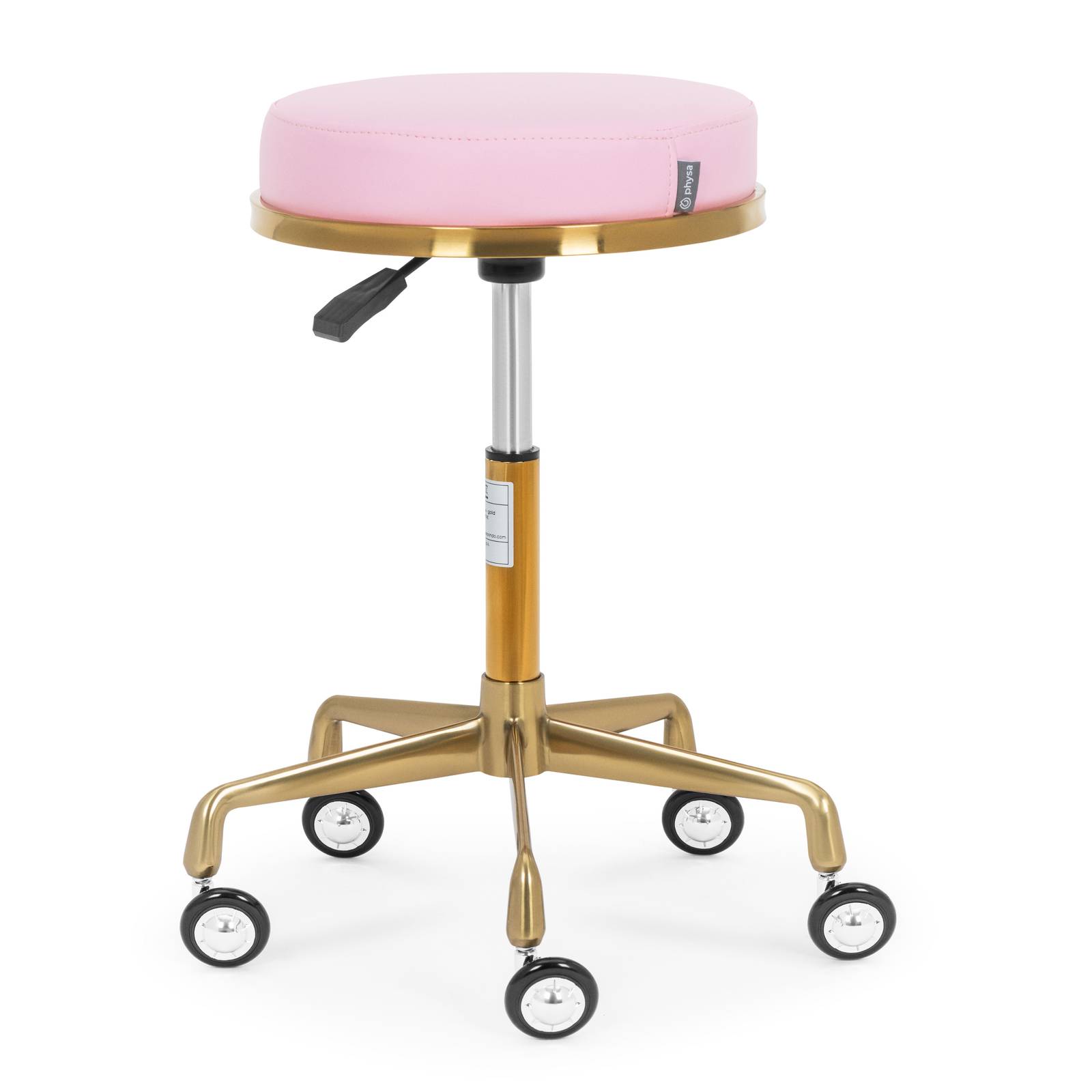 Tabouret roulant - 51 - 64 cm - 150 kg - rose tendre / doré | Leroy Merlin