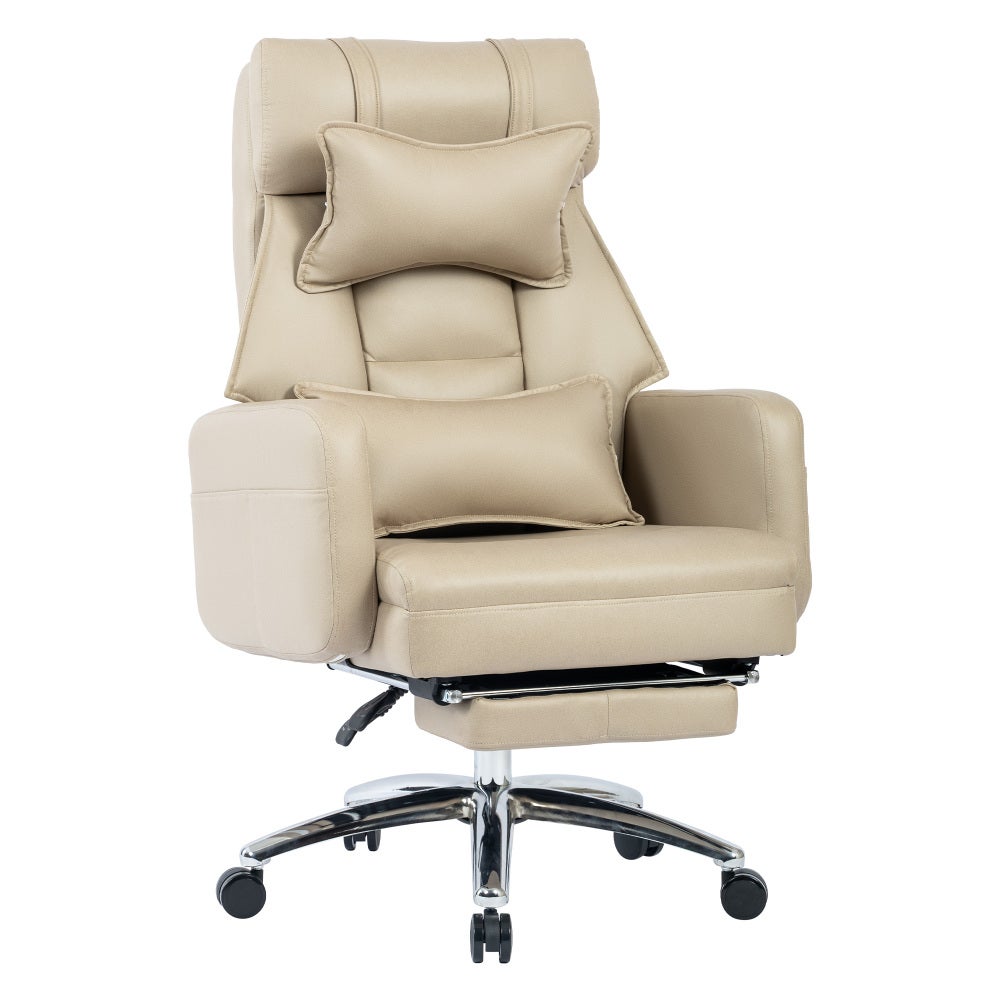 Chaise Ergonomique Inclinable 155° en Cuir Technologique avec Repose-Pieds, Soutien Lombaire et ...