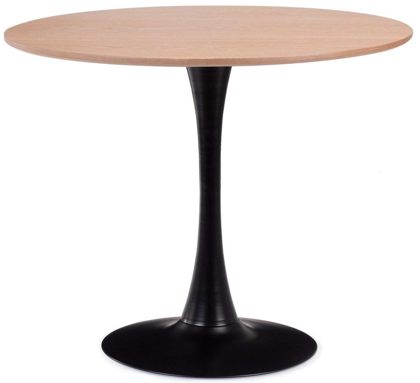 Table ronde moderne bois naturel et pied métal noir Tulipa 80cm | Leroy ...