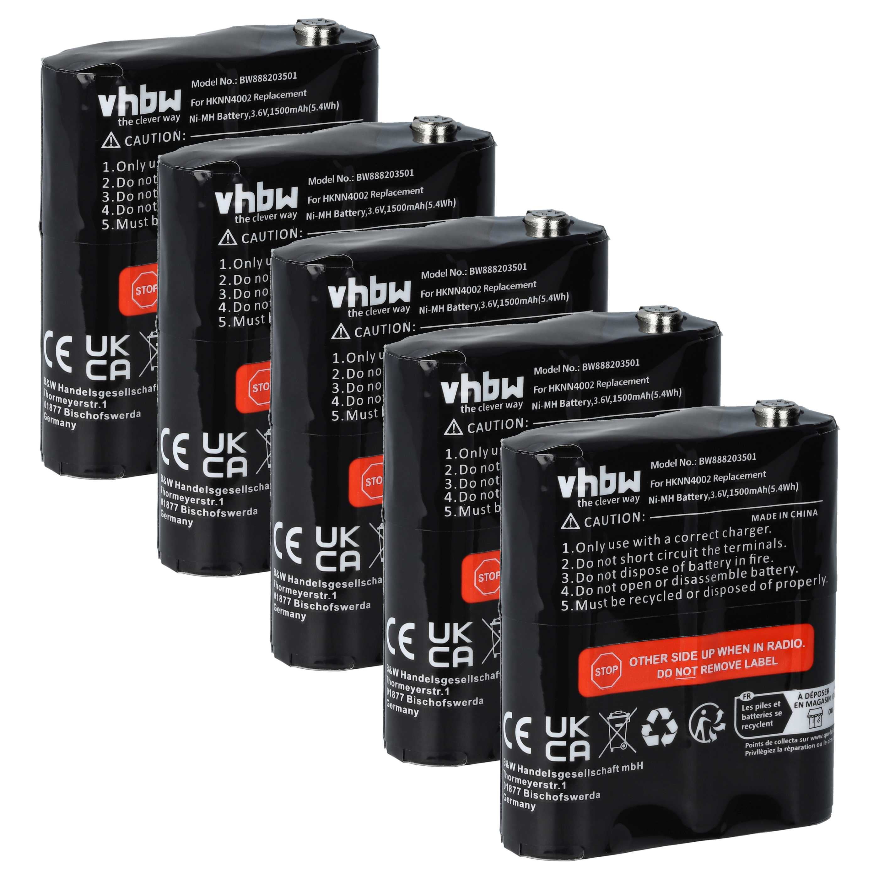 Vhbw 5x batteria compatibile con Motorola Talkabout T5525, T5550, T5600 ...