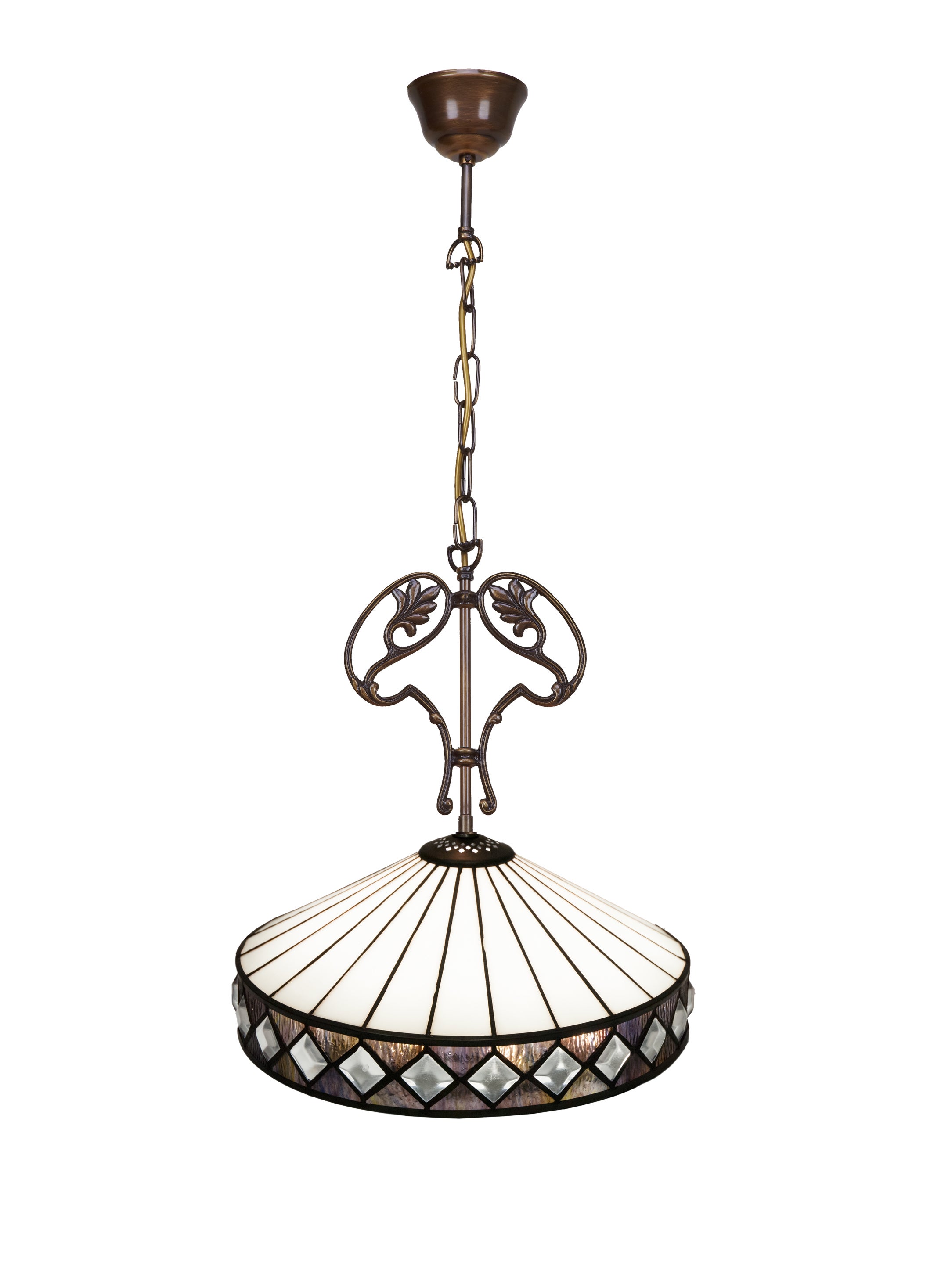 Lampe à suspension avec ornement en fonte Série Tiffany Ilumina D-30cm ...