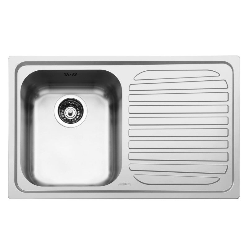 Lavello incasso 1 vasca e gocciolatoio destro 79x50 Smeg SP791D inox ...