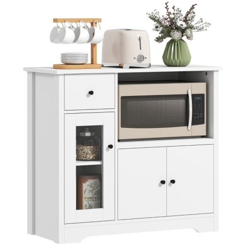 Buffet de cuisine avec étagère à micro-ondes, armoire à micro-ondes ...