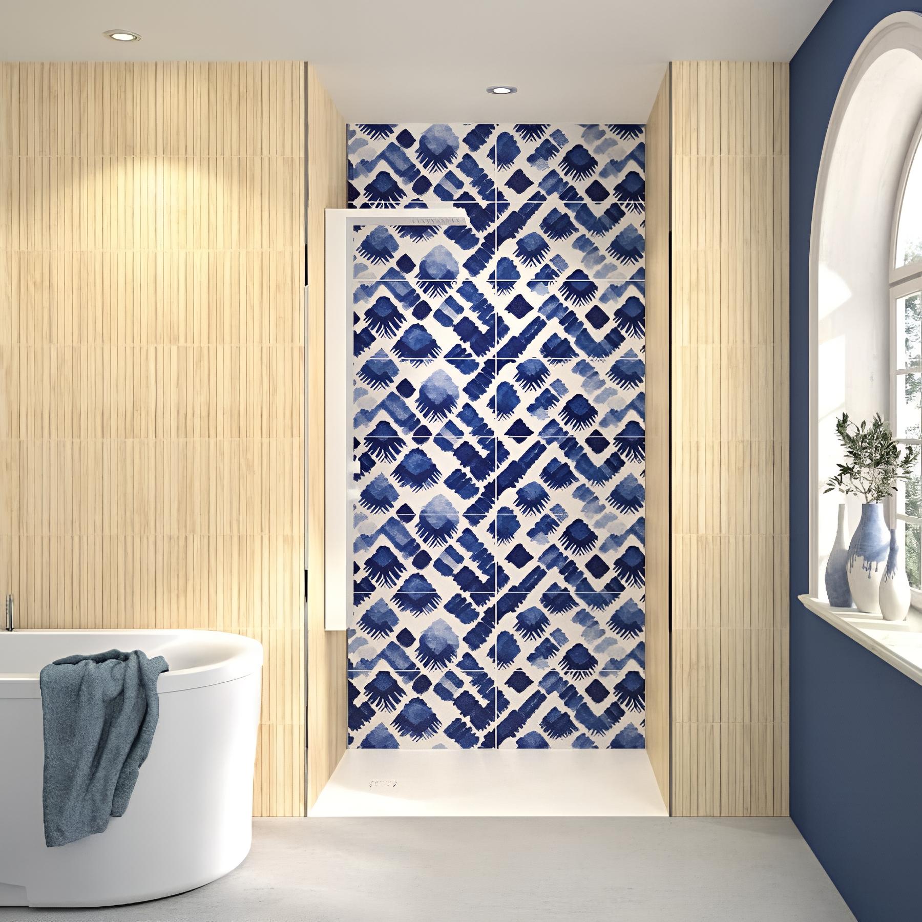 Panel de pared para baño Kinéwall Diseño 3 mm 125x202 faience teak line ...