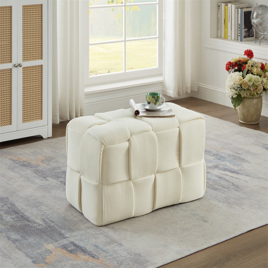 Taburete Rectangular de Corduroy, sin Necesidad de Montaje - H40 L70 P40 cm | Leroy Merlin