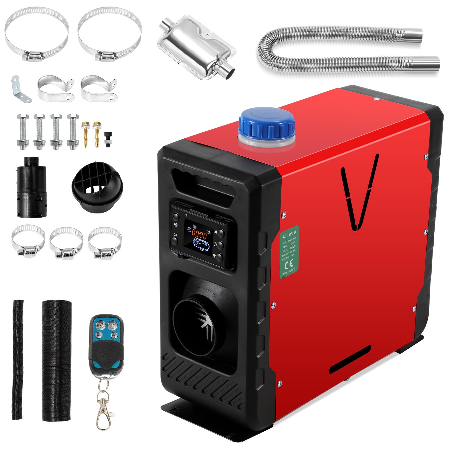 Chauffage diesel 8KW 12V/24V avec réservoir 5L, contrôle Bluetooth, LCD ...