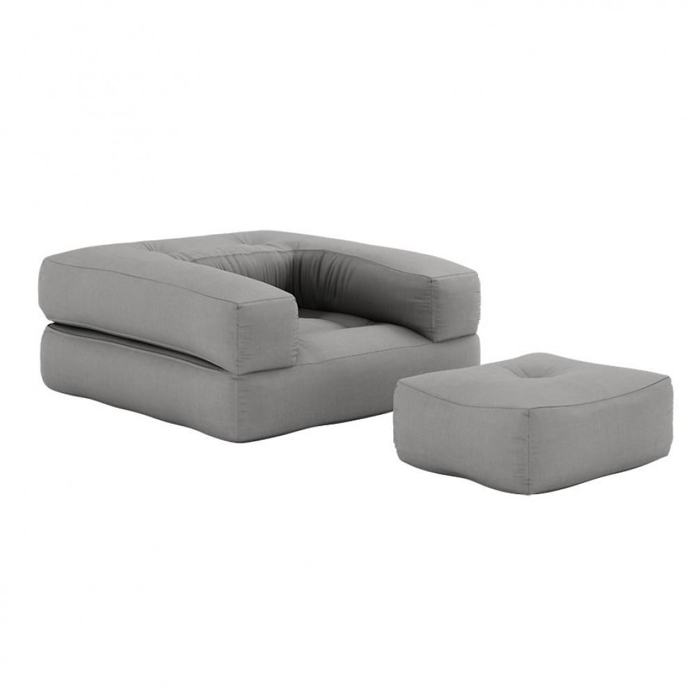 Fauteuil futon standard convertible CUBE CHAIR couleur gris | Leroy Merlin