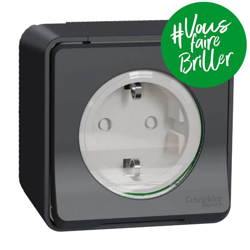 Prise de courant 16A 2P+T standard allemand - IP55 IK08 - Saillie ...