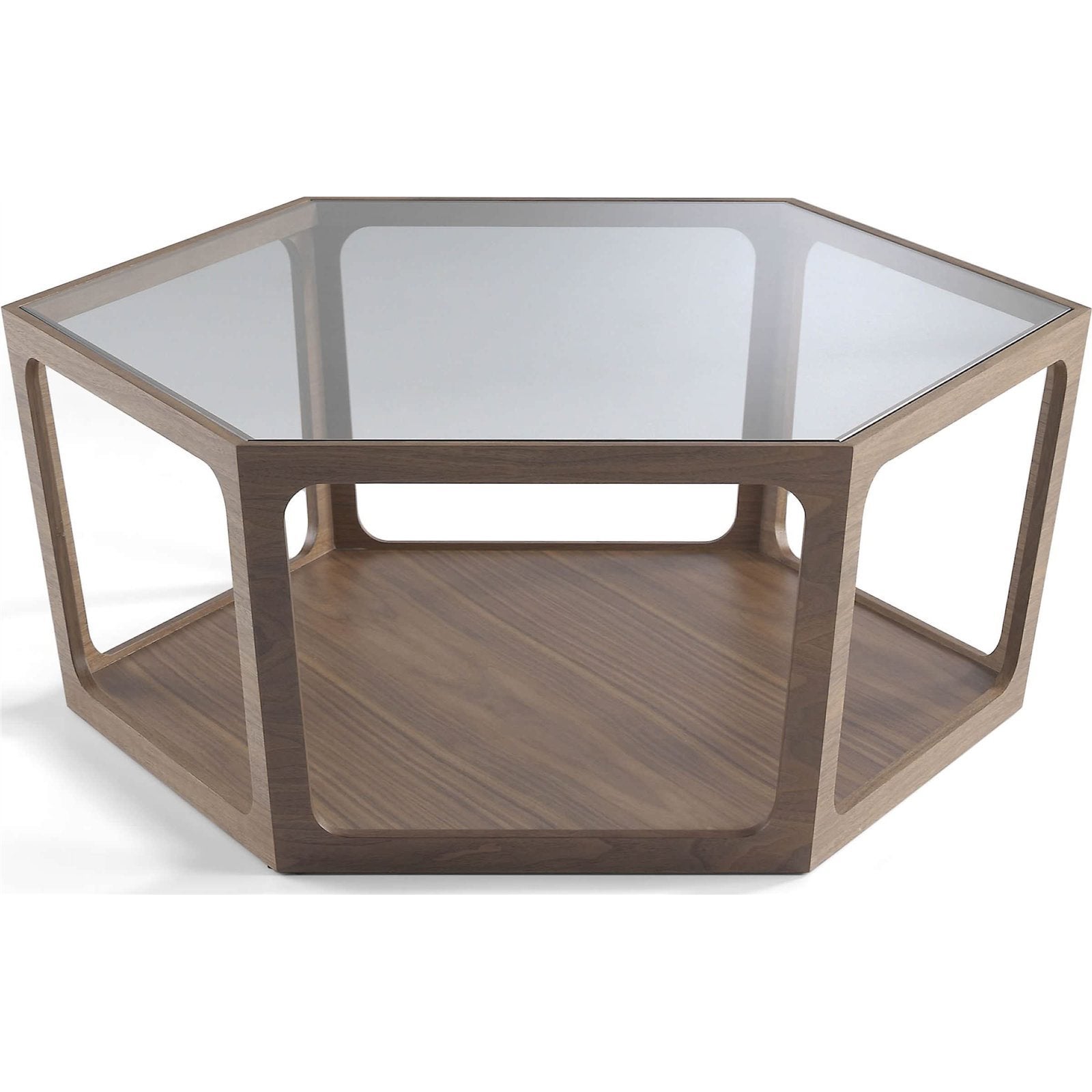 Table basse fabriquée en noyer avec verre 92 x 80 x 34 cm Noyer | Leroy ...