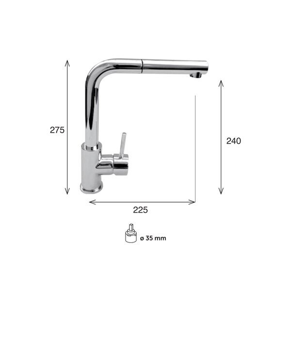 Miscelatore monocomando cucina con doccia estraibile saturno sa70 dea 1 ...