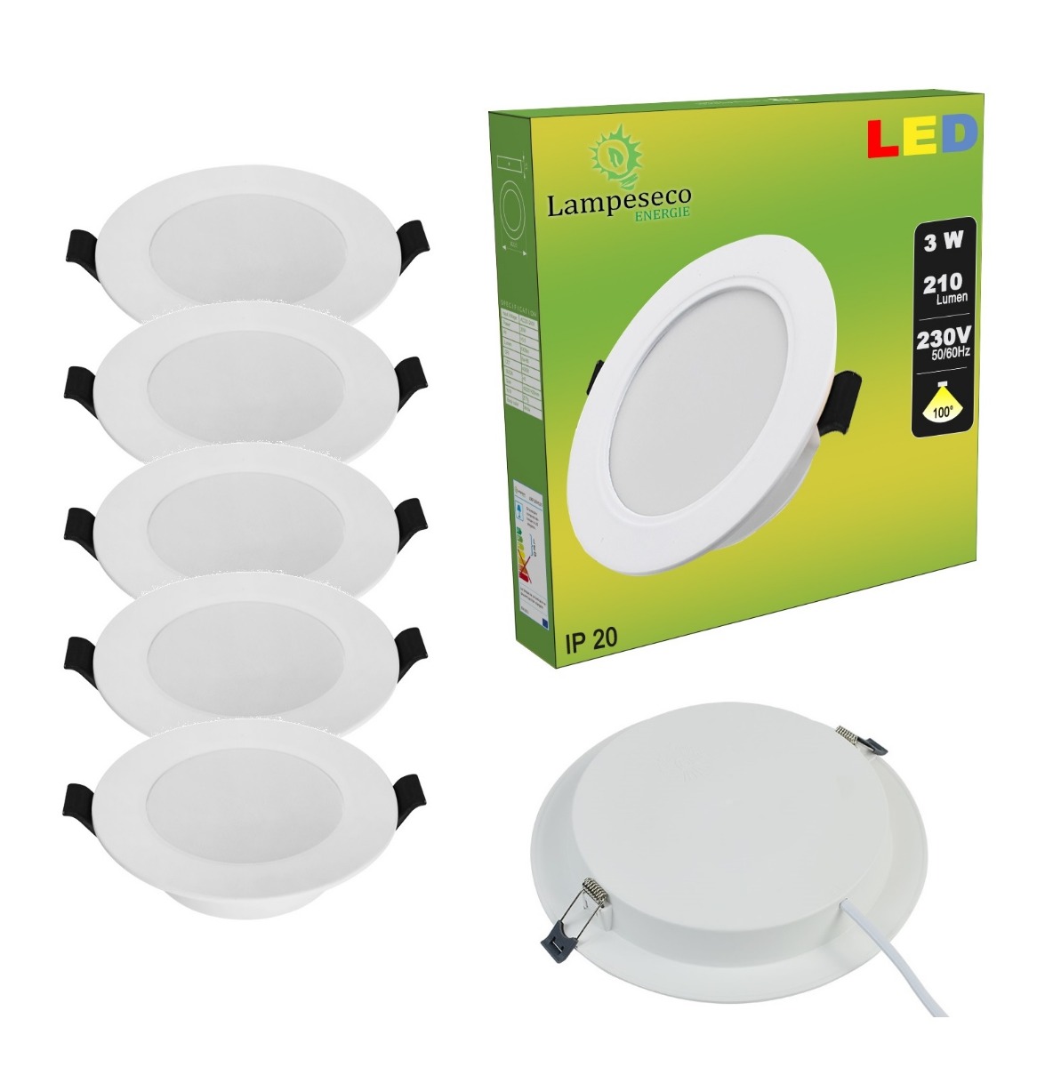 Lot de 10 Spot Encastrable LED Downlight Panel Extra-Plat 3W Blanc Neutre 4200-4500K | Leroy Merlin