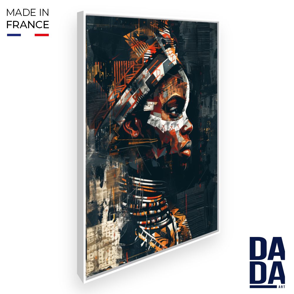 Toile encadrée Portrait graphique vibrant / 72x108cm / Cadre Blanc ...