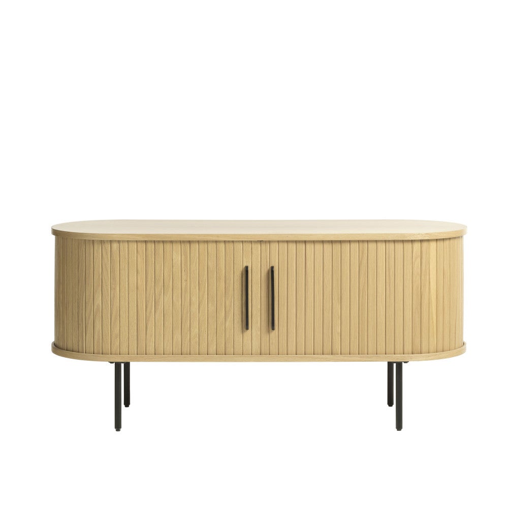 Meuble tv 2 portes aux angles arrondis en bois et métal L120cm bois ...