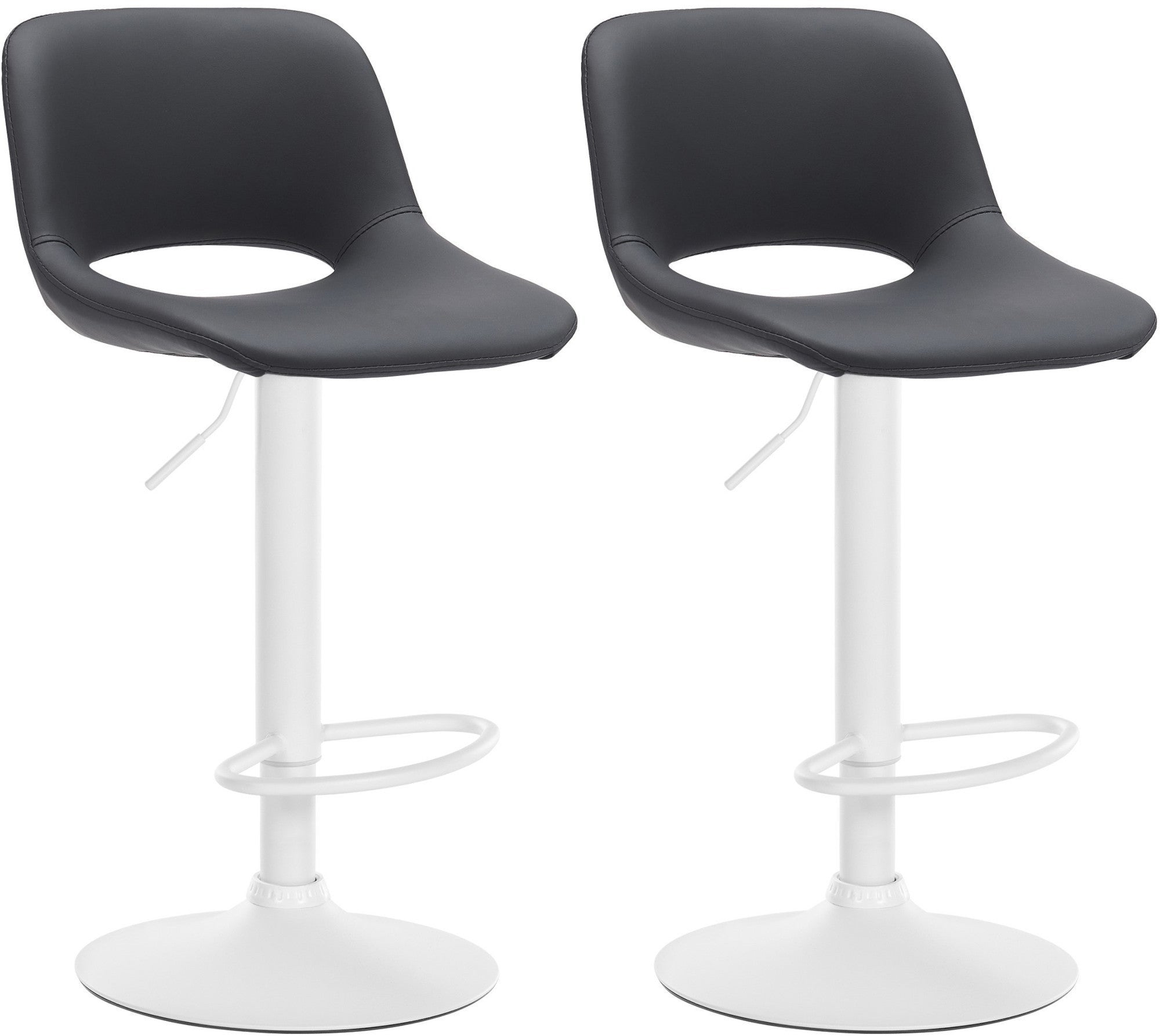 Taburetes de bar sillas altas x2 con reposapiés de PVC negro base de ...