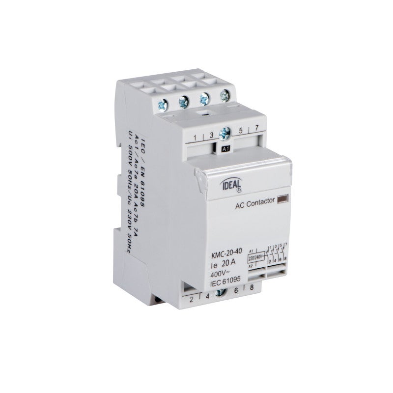 Contacteur modulaire 230V AC – 20A – 2 modules – Rail TH35 – Blanc ...