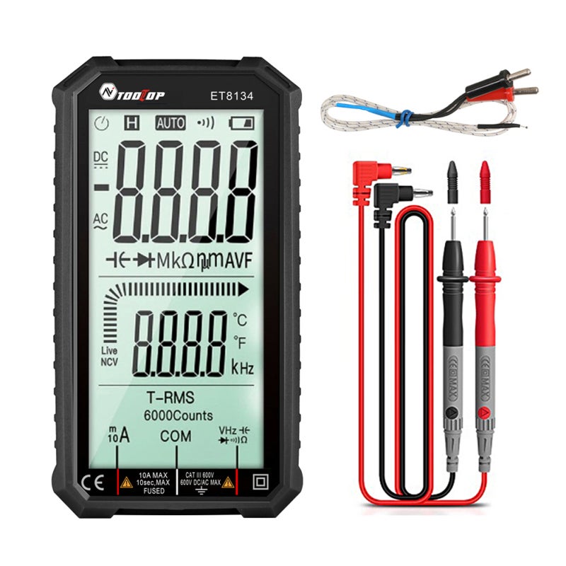 Multimètre ET8134, écran LCD 4,7 pouces, mesure courant continu | Leroy ...