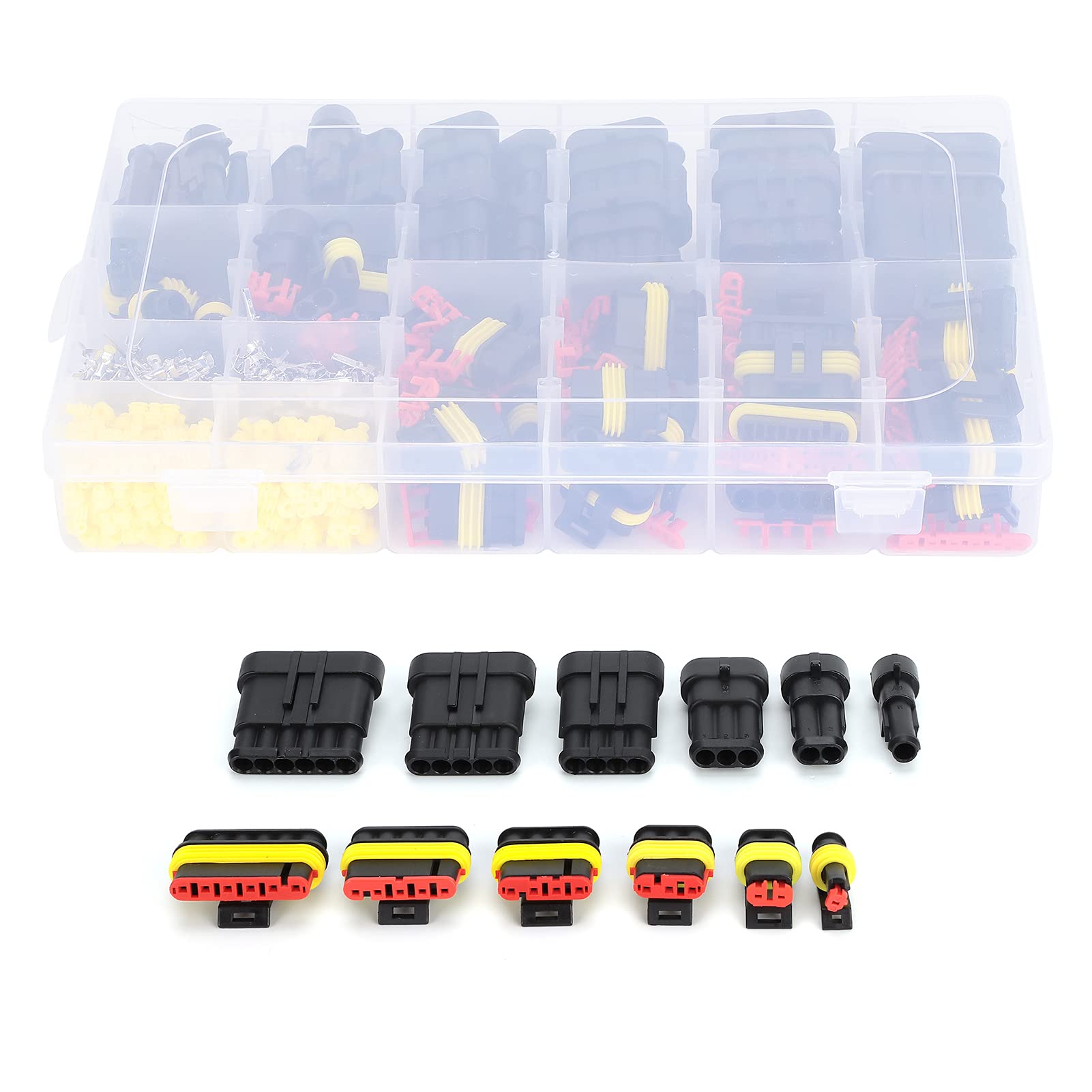 708 piezas de conector de cable de coche a prueba de agua, enchufe de cobre de 1/2/3/4/5/6 ...