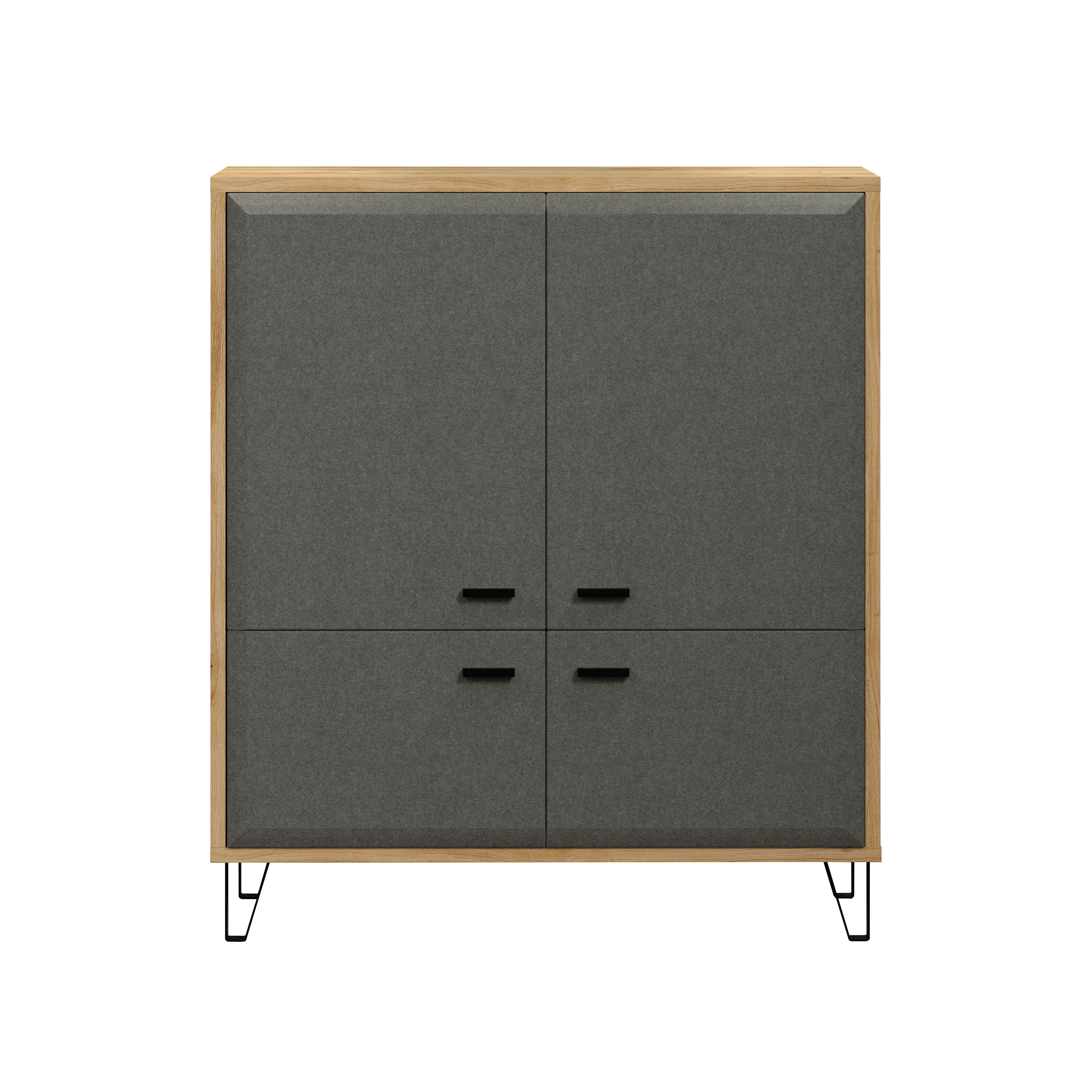 Commode - Mélaminé chêne-Feutre - Naturel-Gris foncé - 98 - 112 - 42 cm ...
