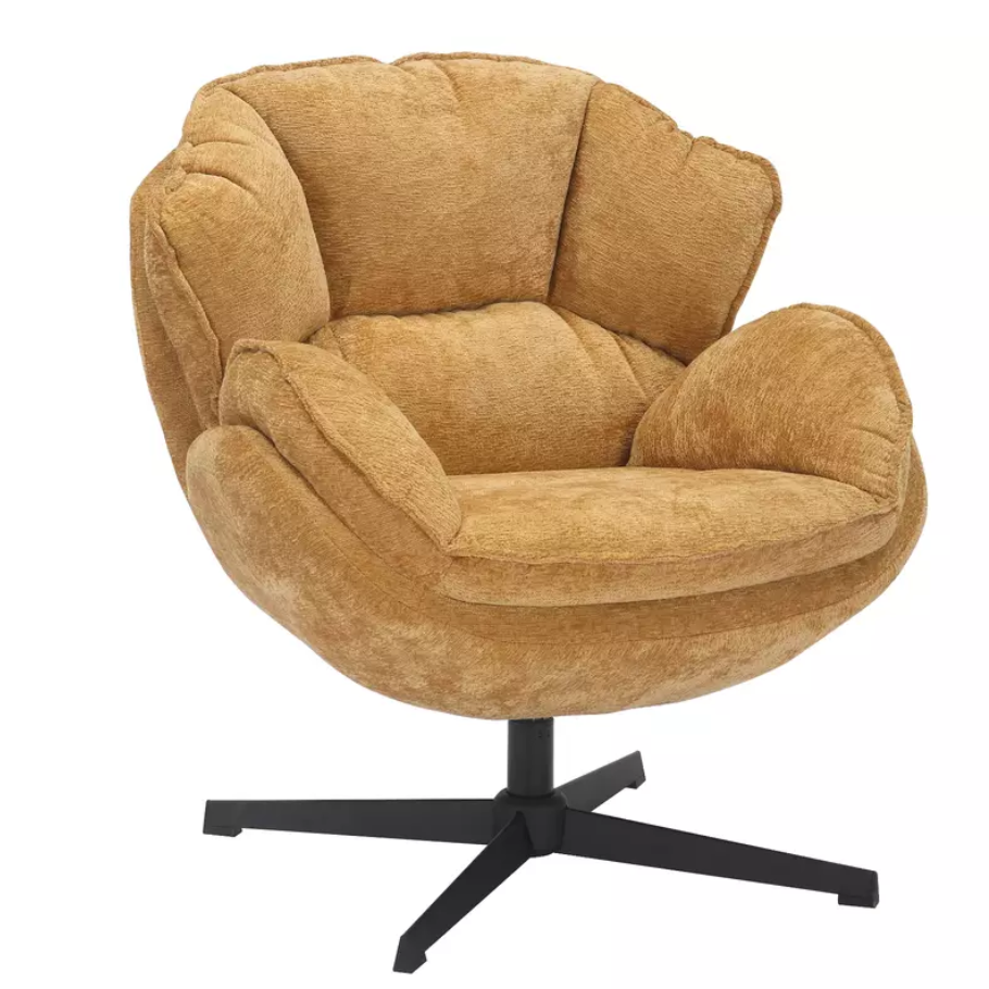 Fauteuil confort en tissu jaune, pivotant à 360° TOFON | Leroy Merlin