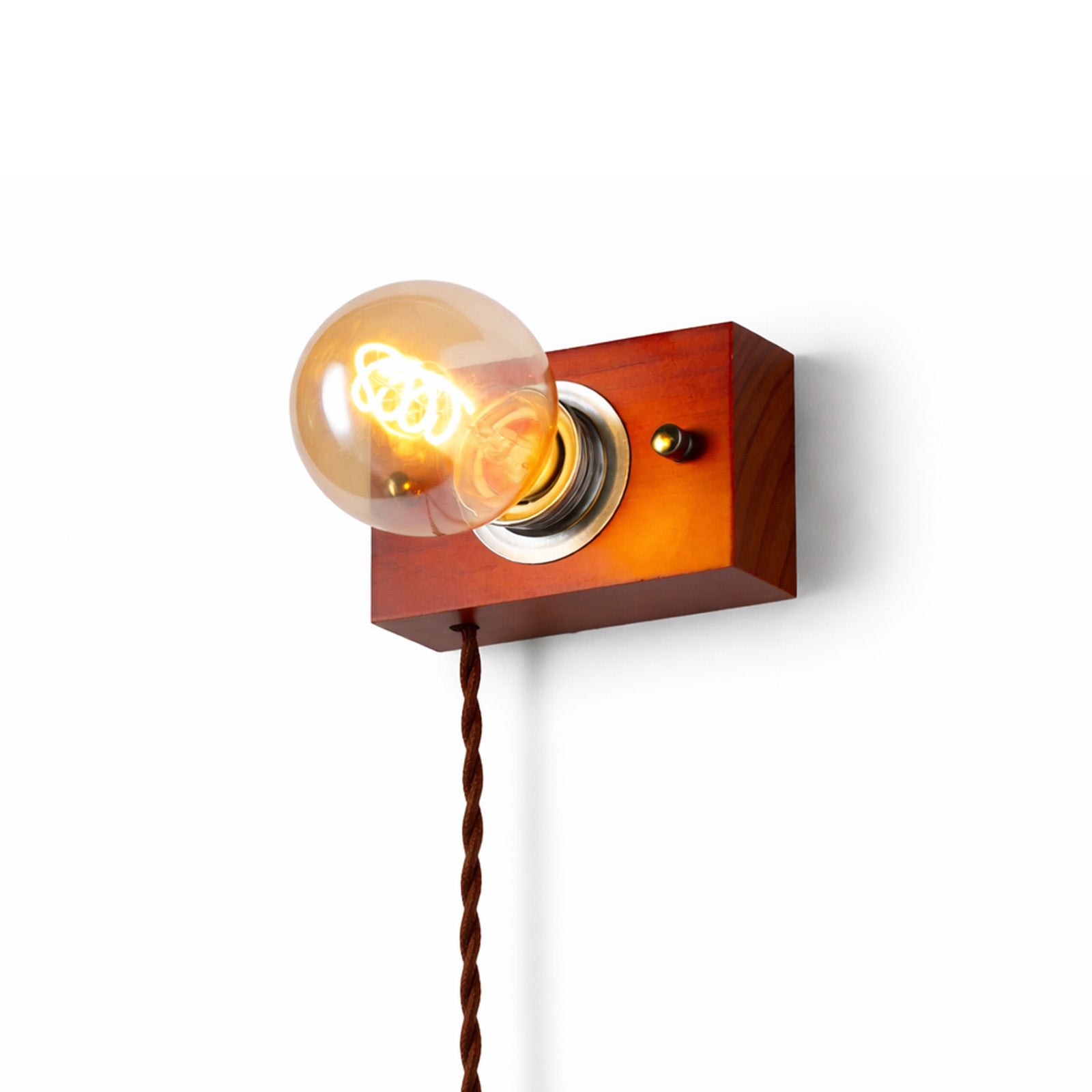 Applique mural rectangulaire en bois avec câble tressé et prise, style ...