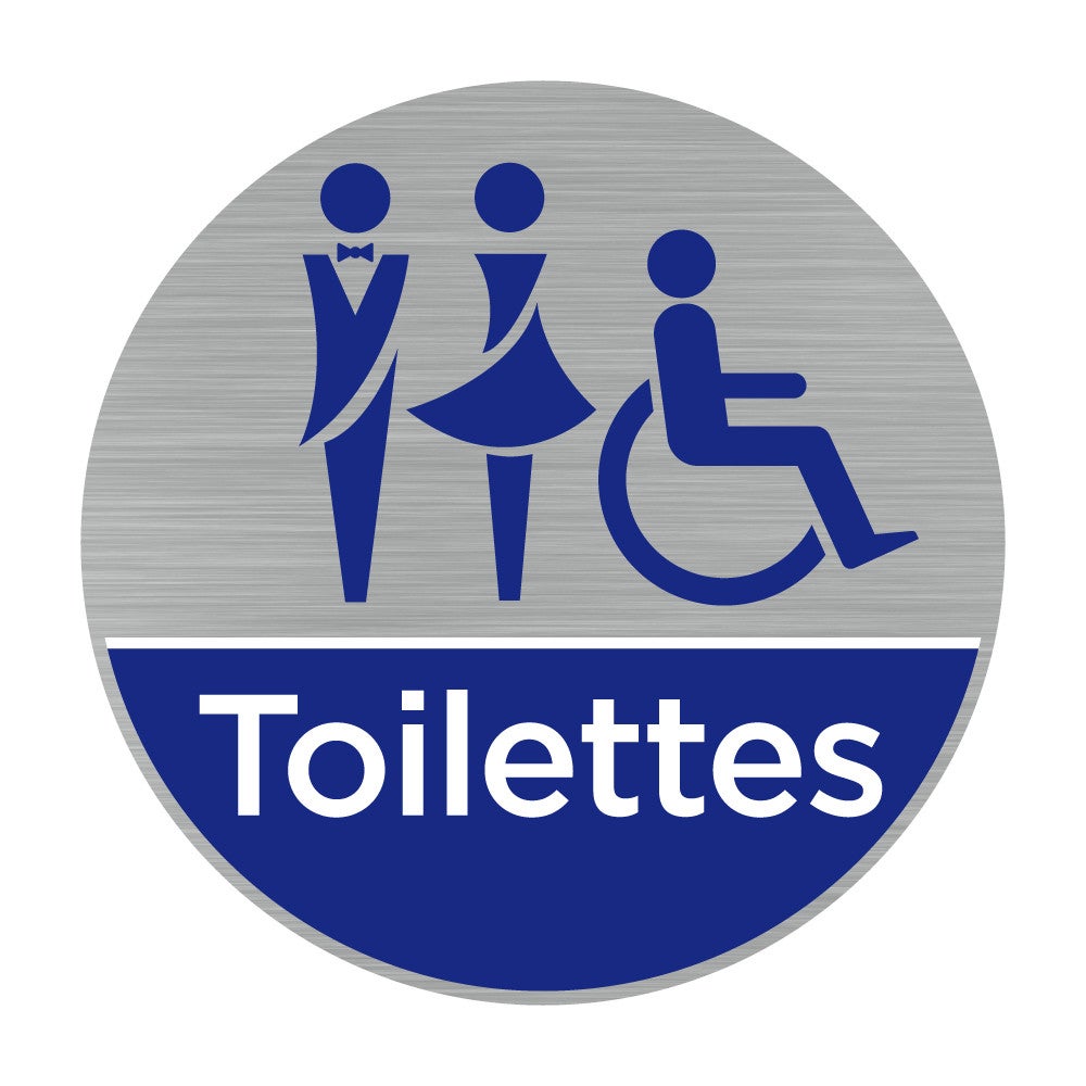 Pictogramme Toilettes mixtes handicapés (Q0463) Diamètre 83 mm Matière ...