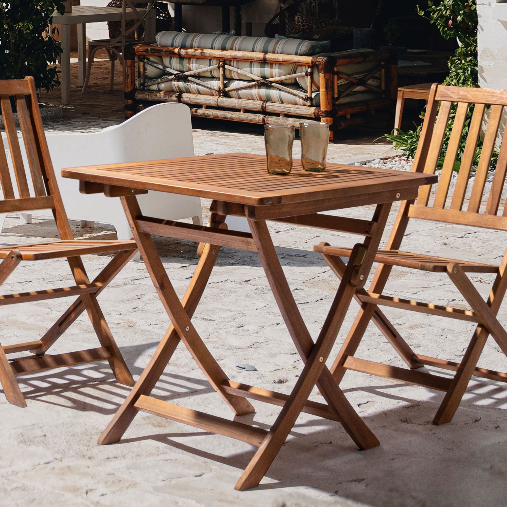 Table de jardin carrée 70 cm en acacia huilé - INES | Leroy Merlin