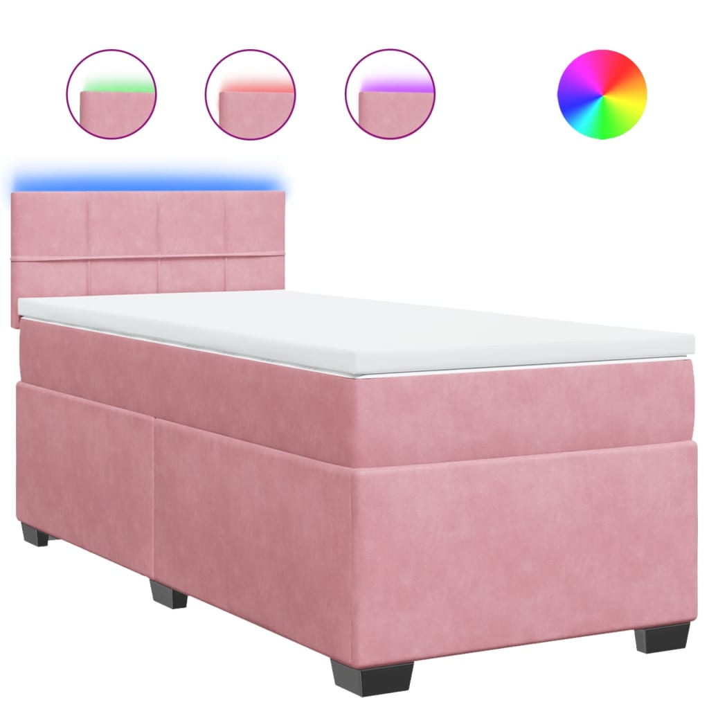 Cama box spring con colchón terciopelo rosa 90x190 cm | Leroy Merlin