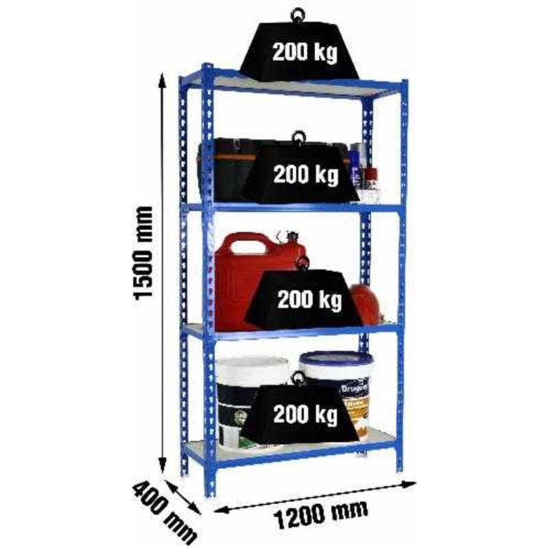 Estanteria MADERCLICK MEGAPLUS 4/400 1500 AZUL/MADERA - 8425437077364 - Simon Rack | Leroy Merlin