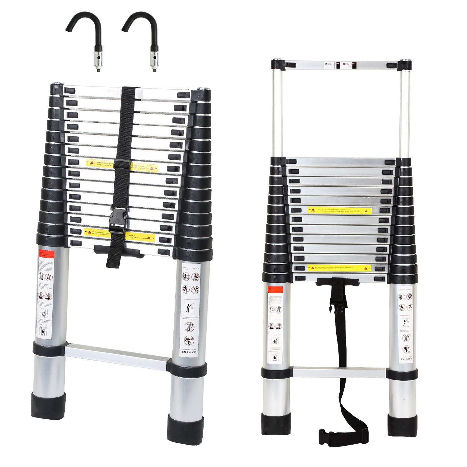 Escalera telescópica de aluminio premium 4,4 m color plata ...