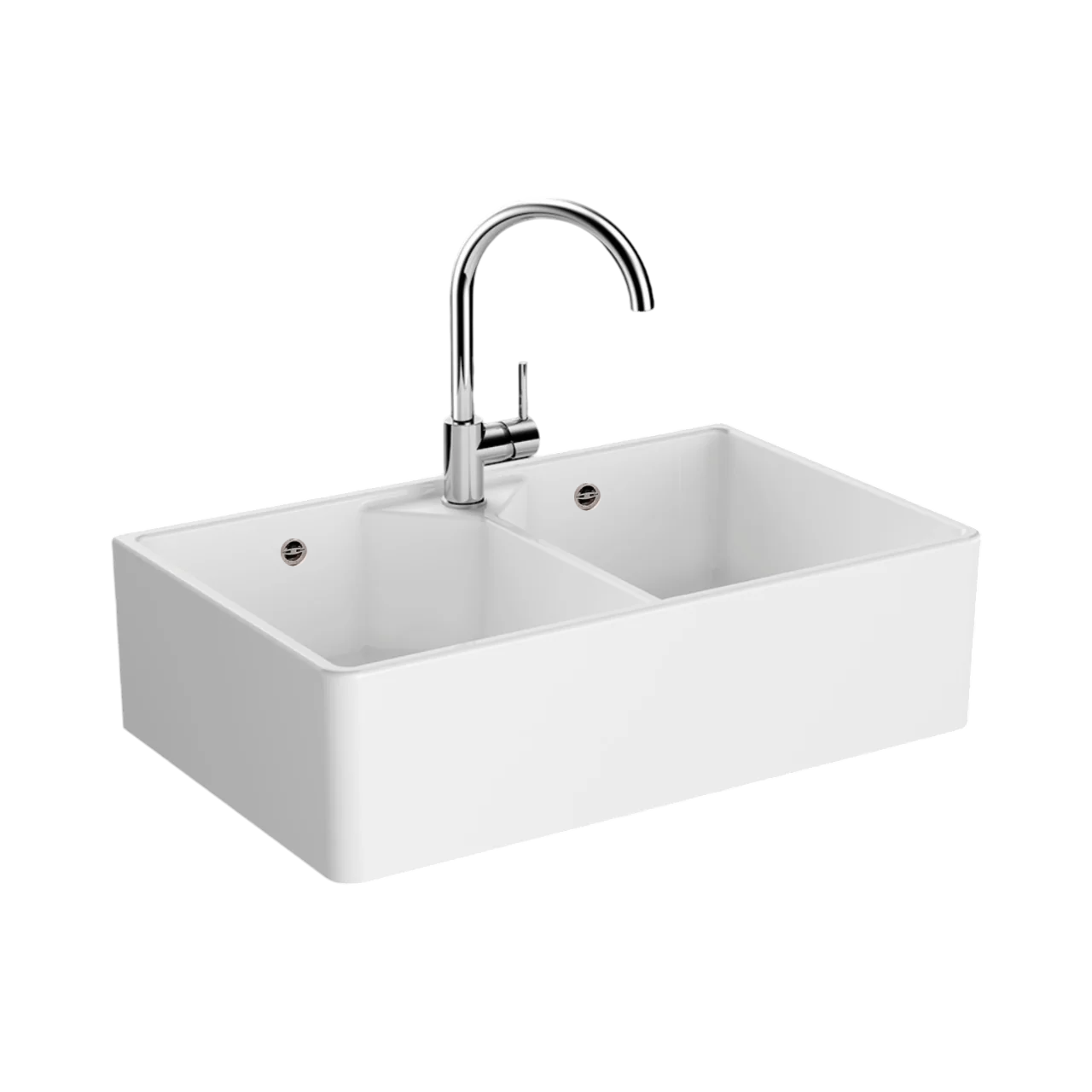 Évier timbre d'office céramique blanc VitrA BELFAST 2 bacs | Leroy Merlin