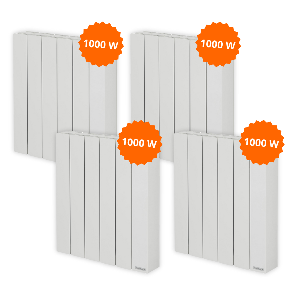 Pack 4 radiateurs électriques 1000 W Baléares 2 Thermor | Leroy Merlin