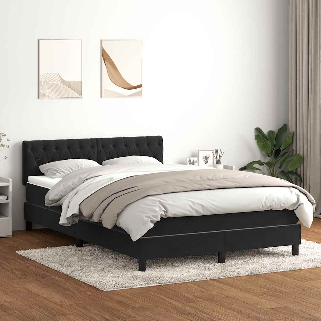 Cama box spring con colchón y LED terciopelo negro 160x210 cm | Leroy ...