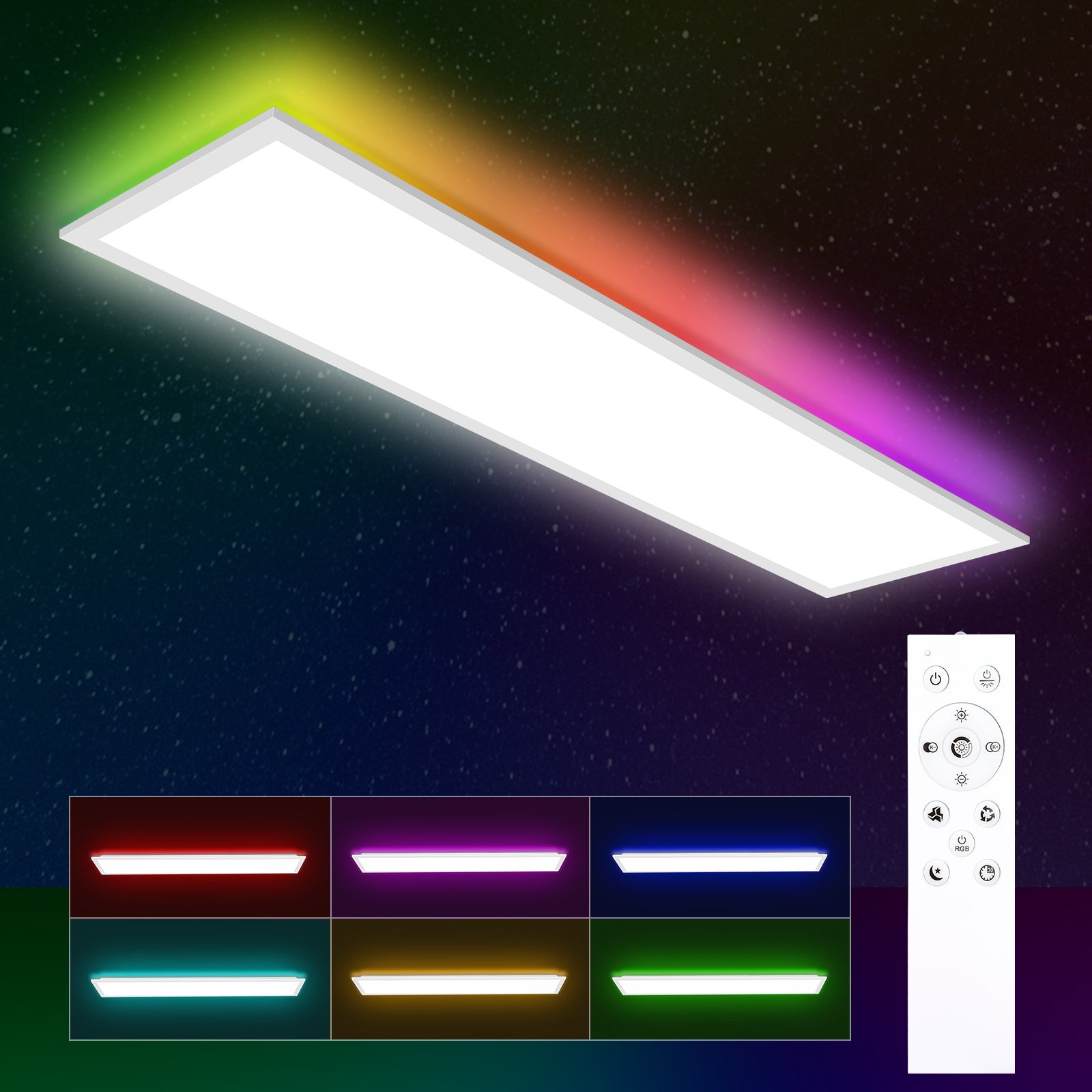 LOVHAUS 100CM Panneau LED RGB à Rétroéclairage, Plafonnier LED 30W ...