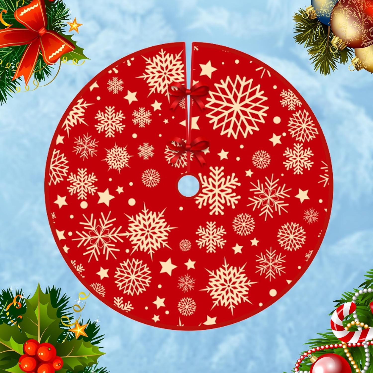 Jupe de sapin de Noël 90 cm Décoration de sapin de Noël Couvre-pied de ...