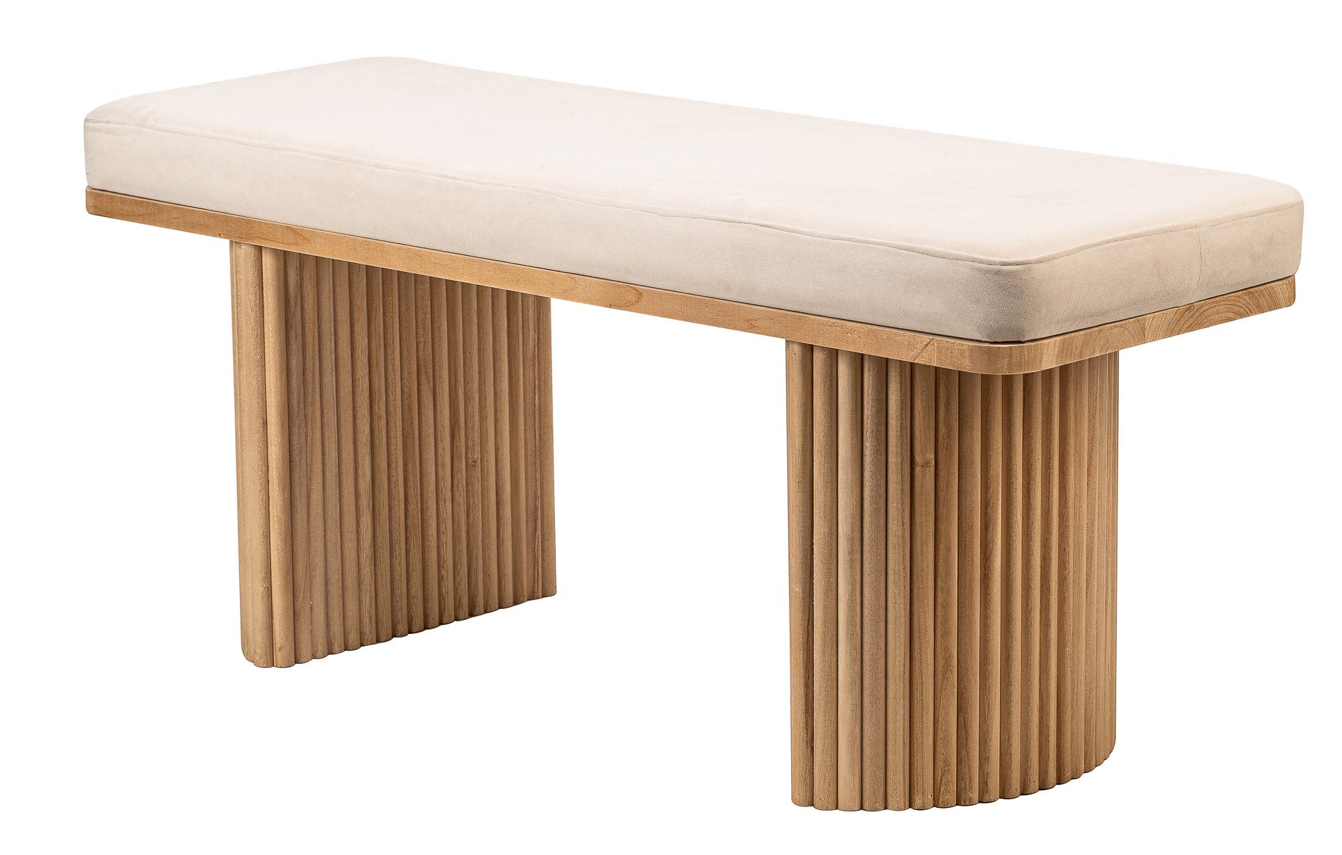 Nordlys - Banc Entrée Chambre Scandinave Bois Velours Beige | Leroy Merlin