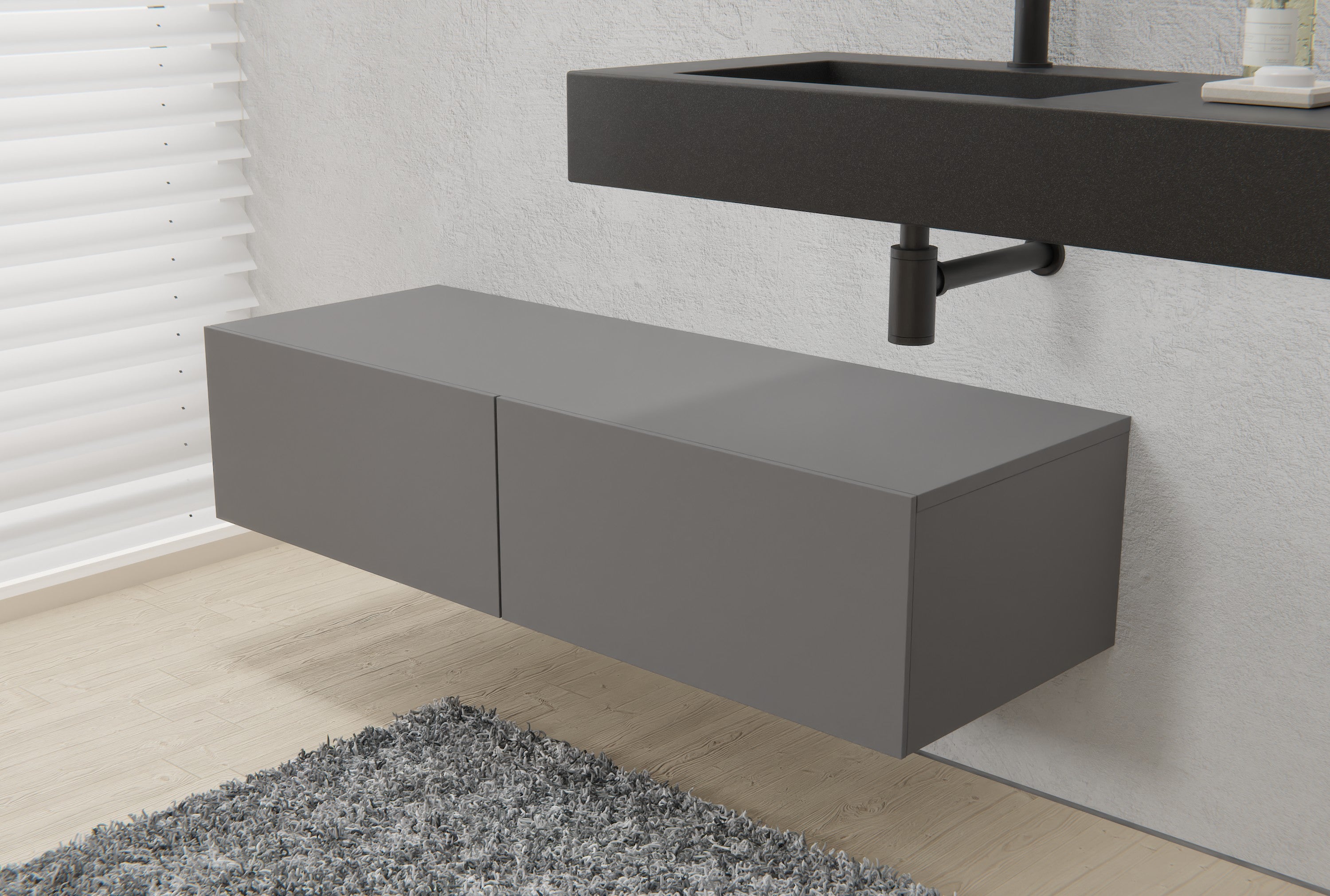 BERNSTEIN - Mueble bajo de pared premontado en MDF lacado + 2 cajones ...