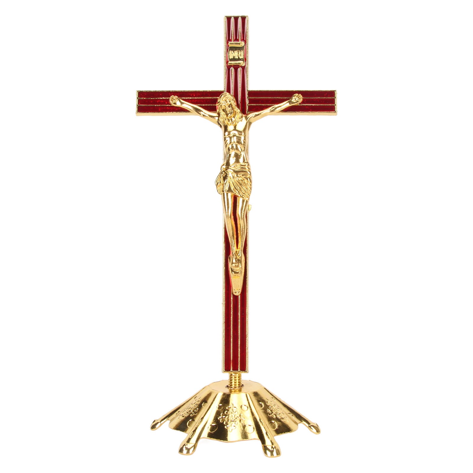 Crucifix debout couleur or rouge retro elegant en alliage stable ...