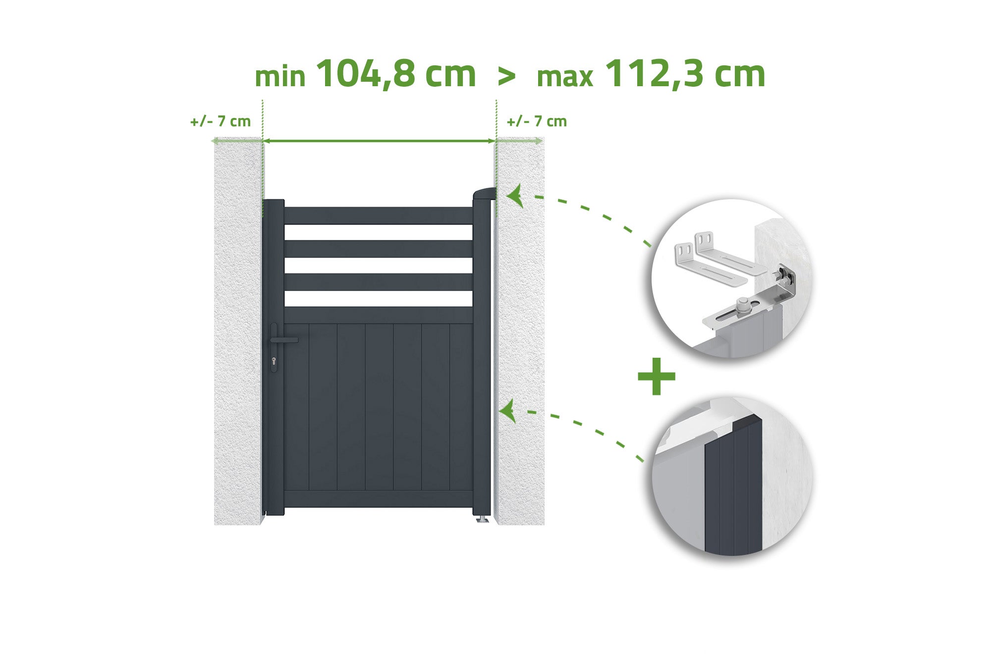 Portillon ajustable en largeur 1m NEVIS H.140cm alu gris | Leroy Merlin