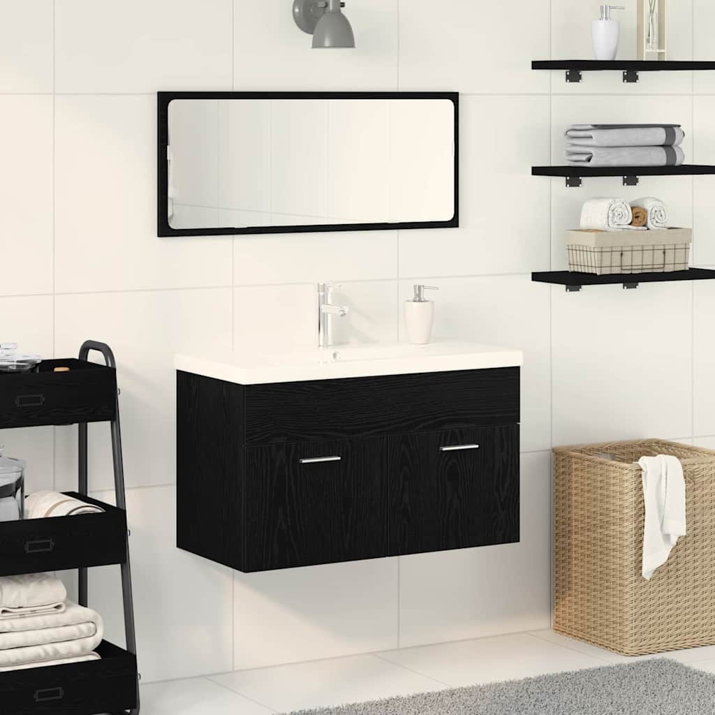Mueble de lavabo con puerta Roble Negro 90 x 38.5 x 46 cm | Leroy Merlin
