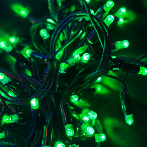 Guirnalda de luces LED, 12 m, 180 maxiled verde, cable verde, IP65 ...